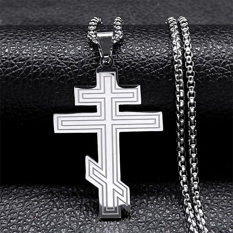 Orthodox Cross Necklace Women/Men 14K White Gold Ukraine Religious ...