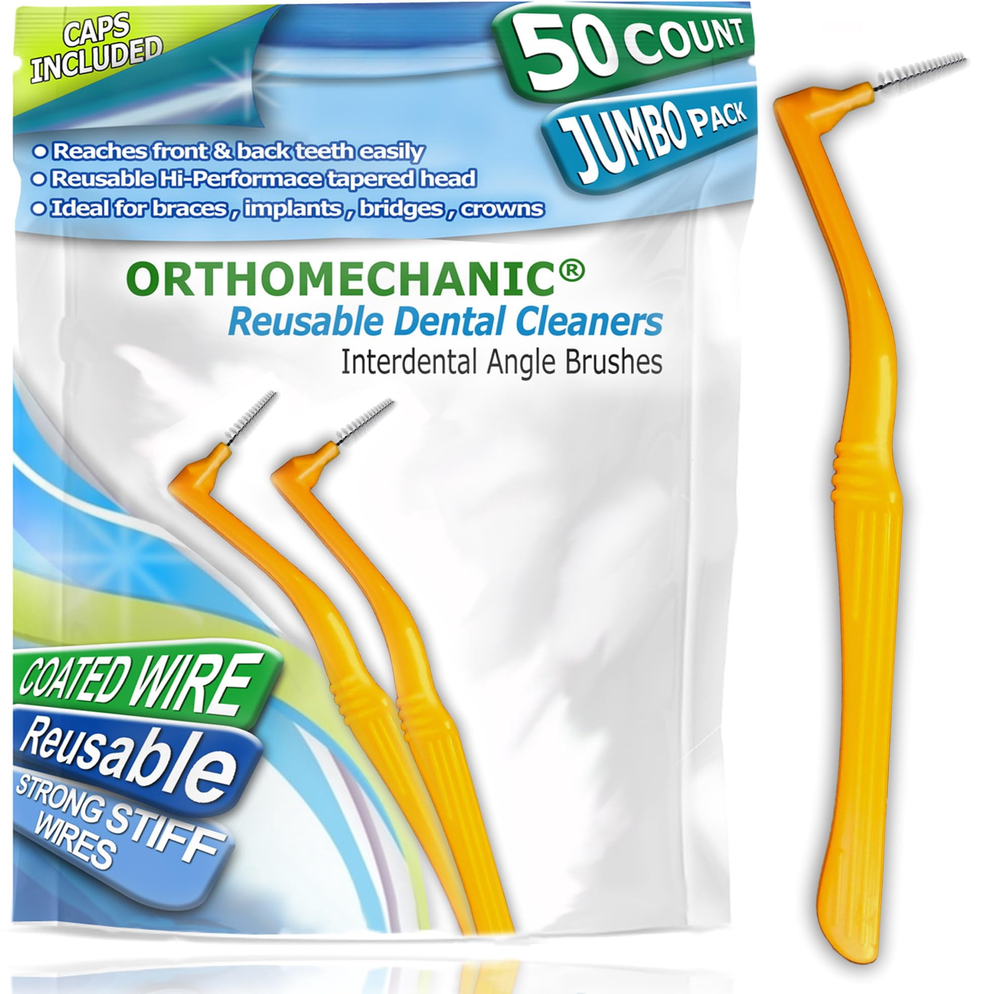 Orthomechanic Interdental Brush Angle Cleaners - Jumbo Pack (50 Brushes ...
