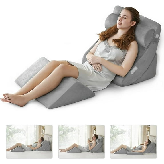 Orthopedic Bed Wedge Pillow Set Post Surgery Relaxing Back Adjustable ...