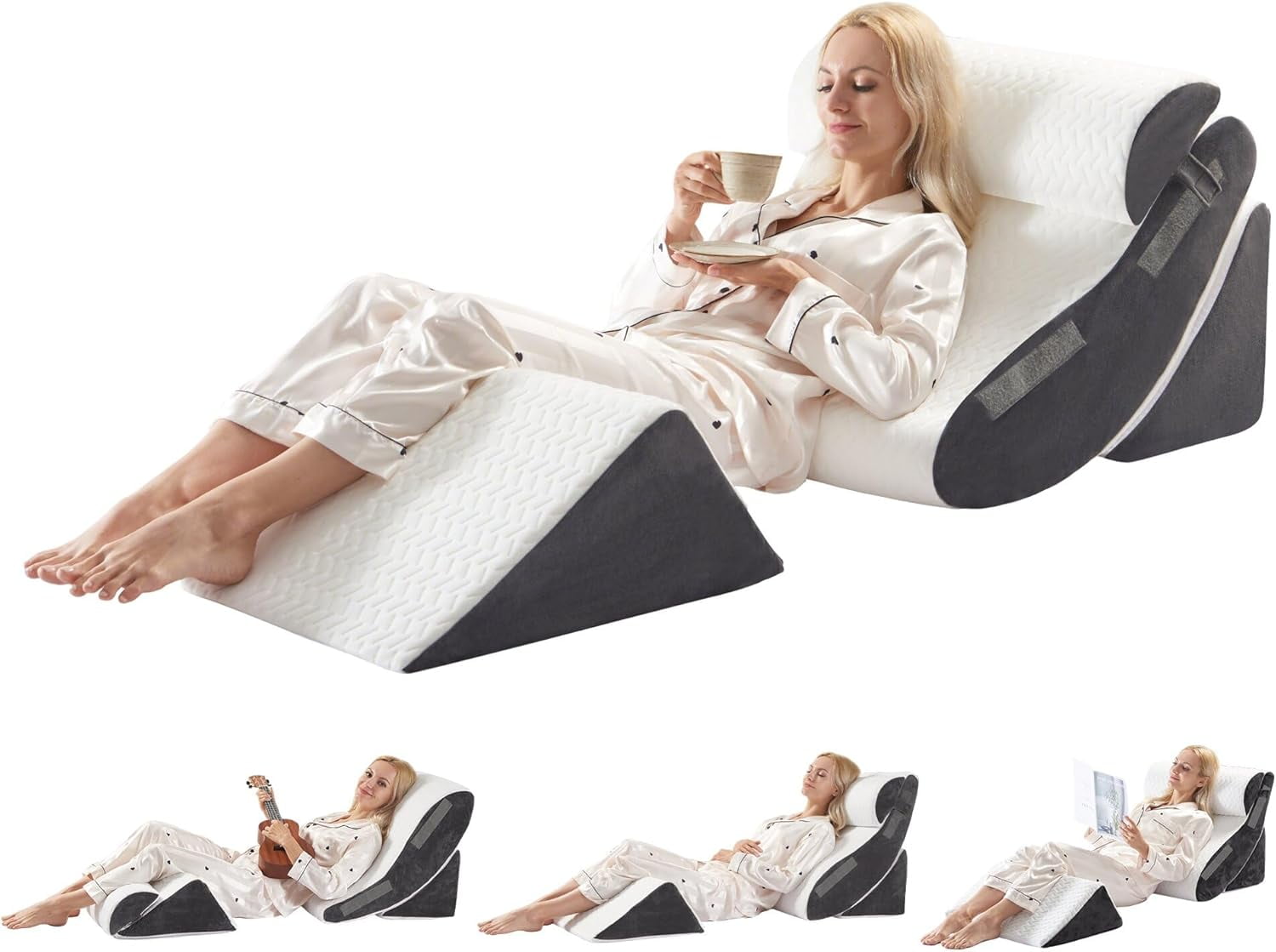 Orthopedic Bed Wedge Pillow Set for Sleeping, Post Surgery Foam Support ...