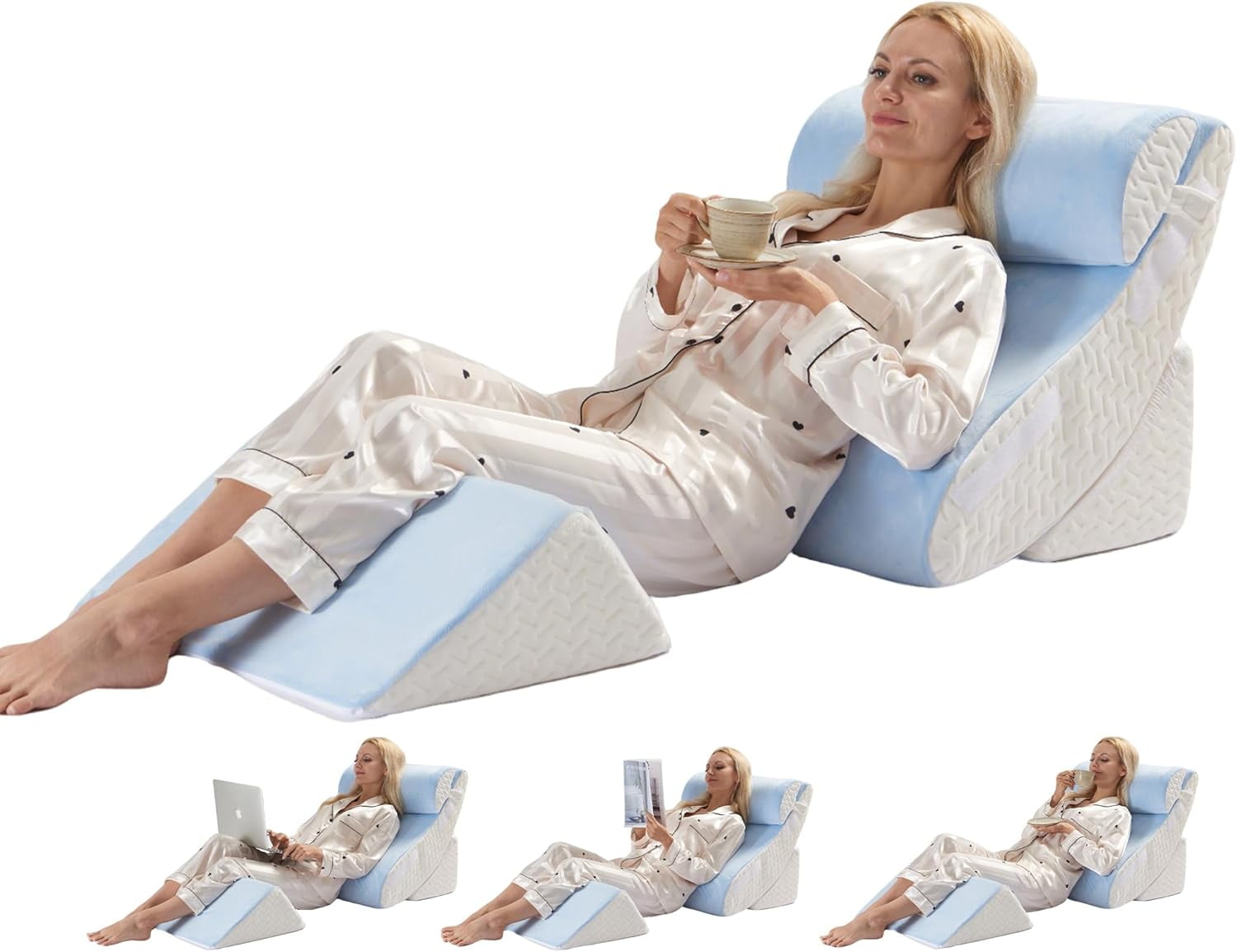 Orthopedic Bed Wedge Pillow Set for Sleeping, Post Surgery Foam Support ...