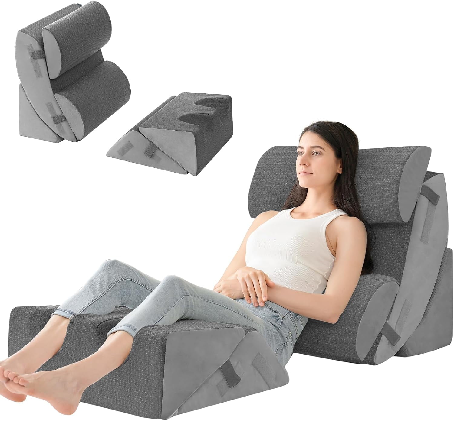 Orthopedic Bed Wedge Pillow for Sleeping, Adjustable Post Surgery ...