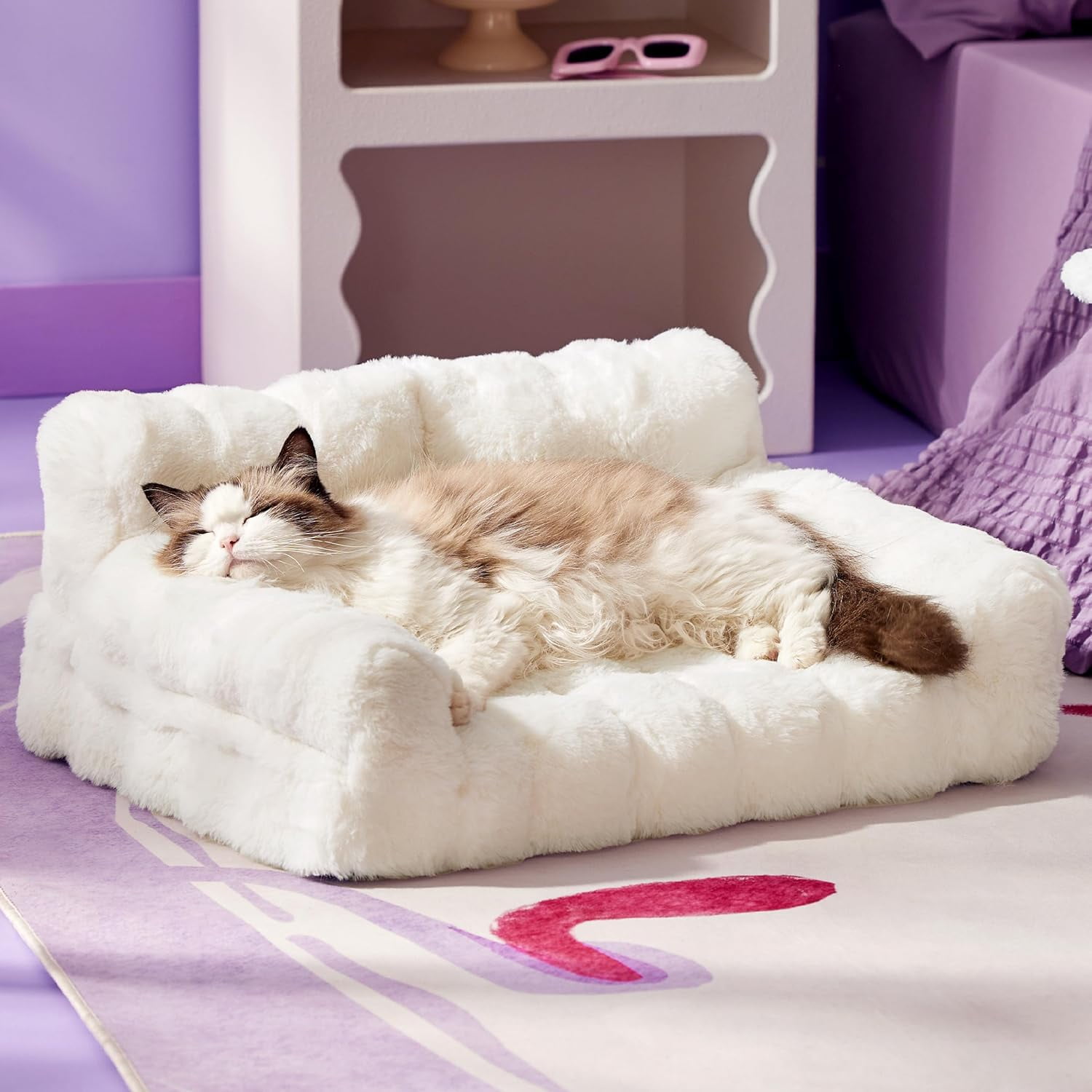 Orthopedic Cat Couch Bed, Cute Waterproof Cat Sofa with Supportive Egg ...