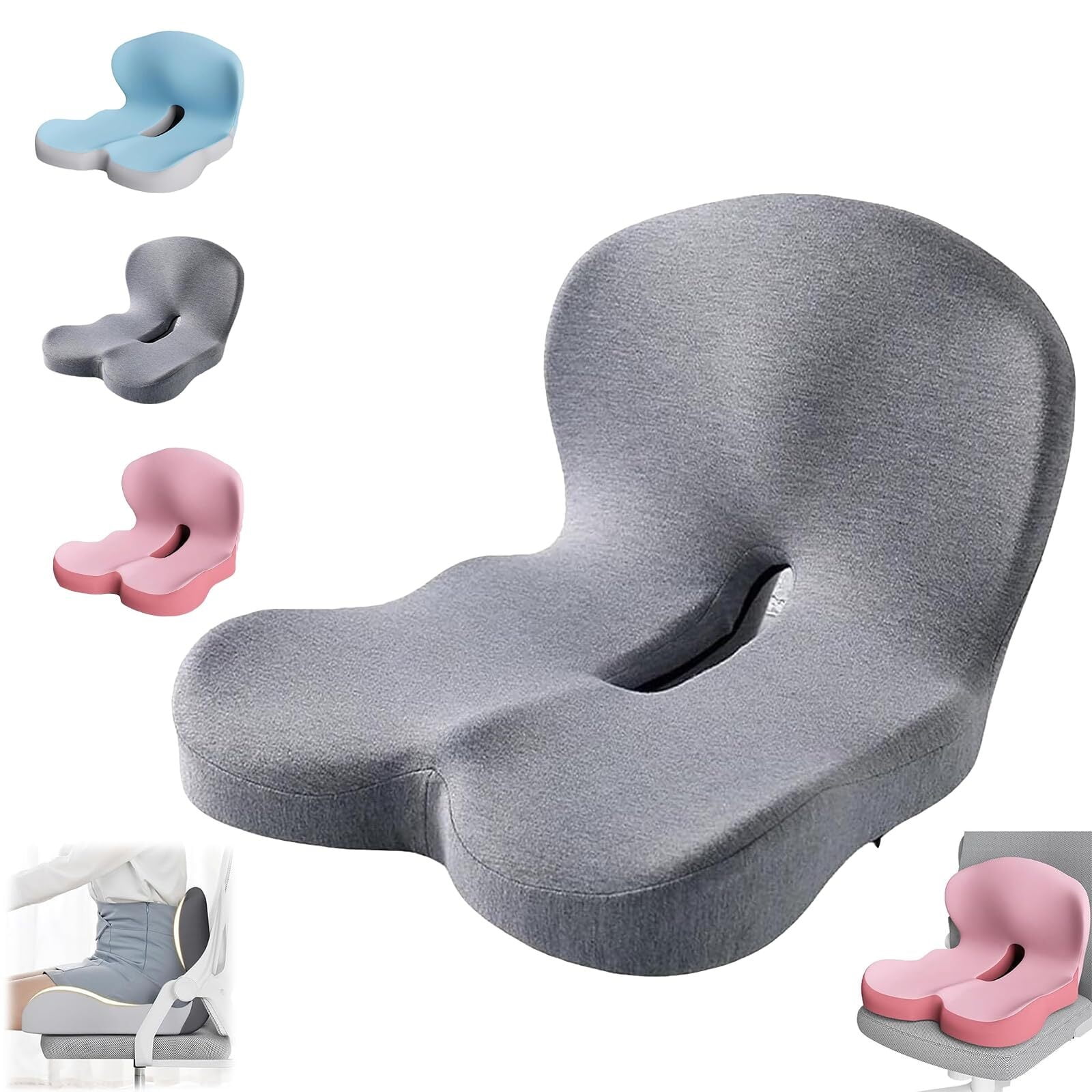 Orthopedic Cushion for Back & Sciatica Pain Relief, Memory Foam Lumbar ...