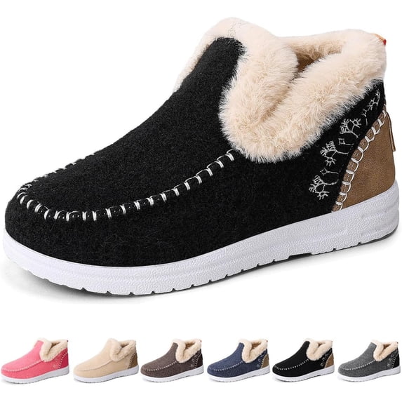 Orthopedic Fleece Slip-On Boots, Women's Warm Flat Shoes Fur Lined ...