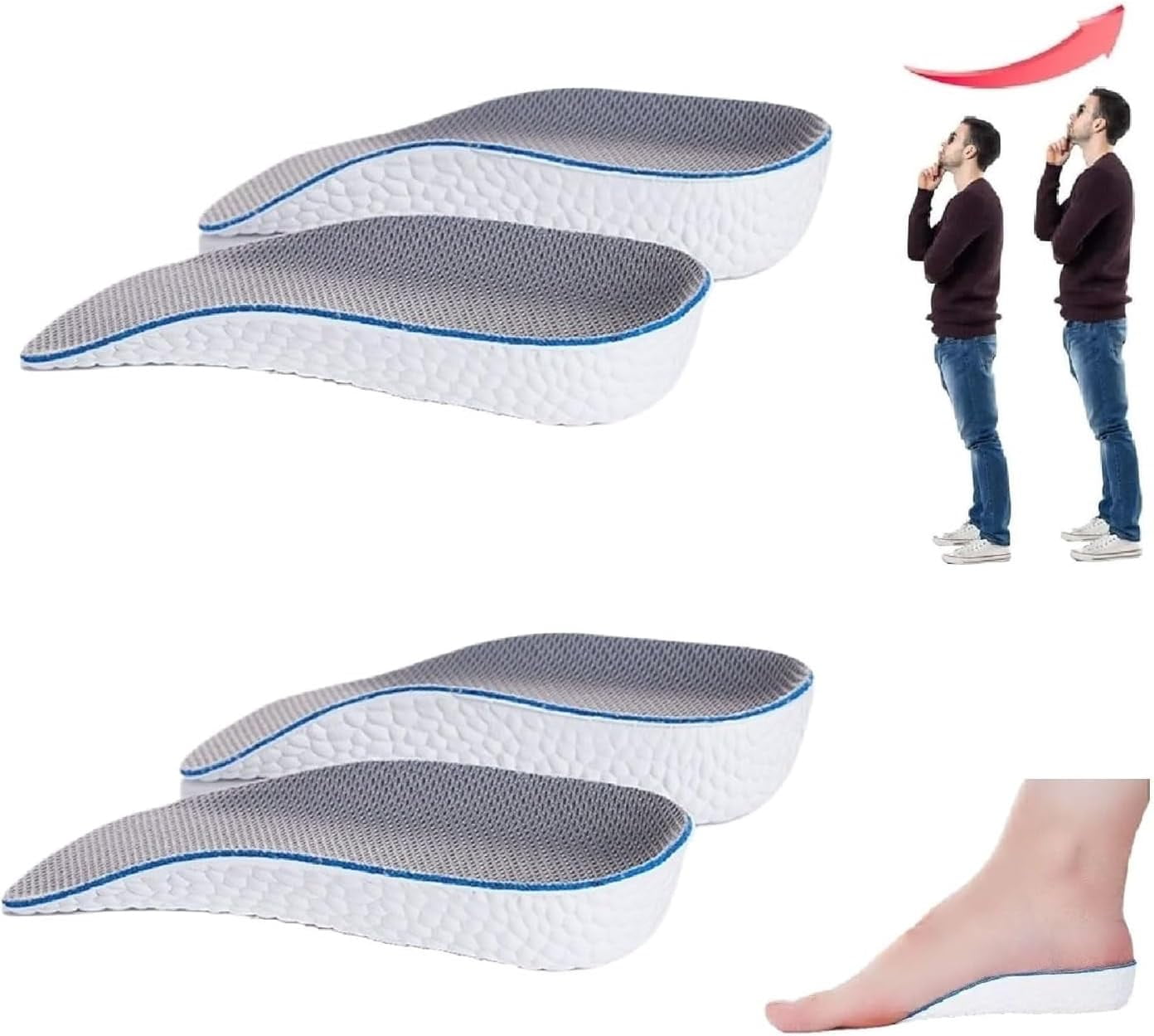 Orthopedic High Pads 1.0/2.0inch, Soft Height Increase Insole with Arch ...