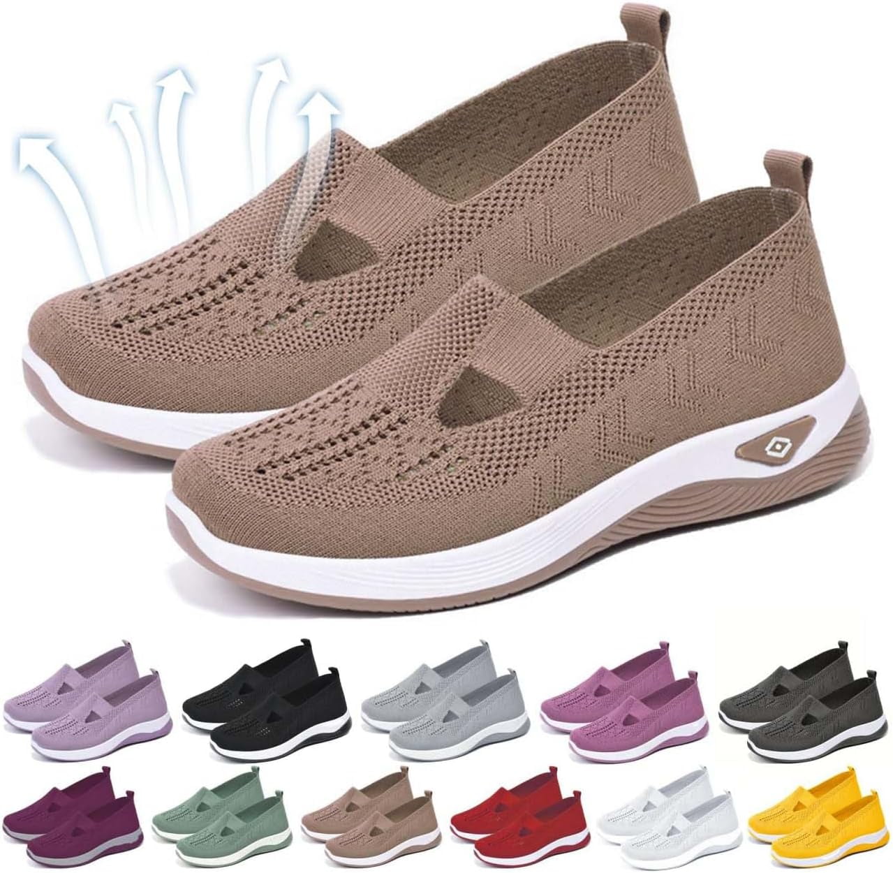 Orthopedic Shoes for Women, Women Wide Width Breathable Walking Comfortable Slip on Sneakers ...