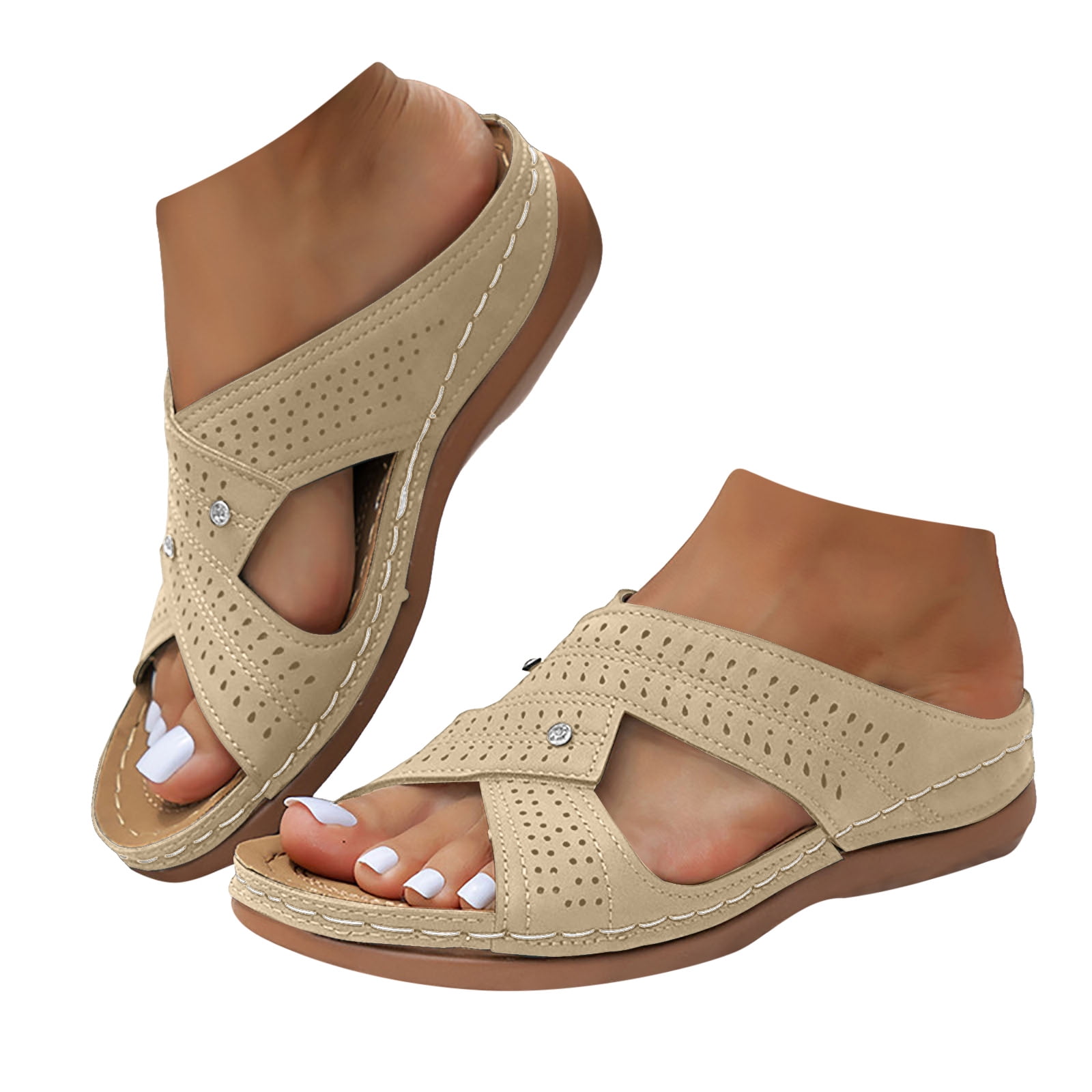 Orthopedic Slip on Sandals for Women 2025 Comfortable Rhinestones ...