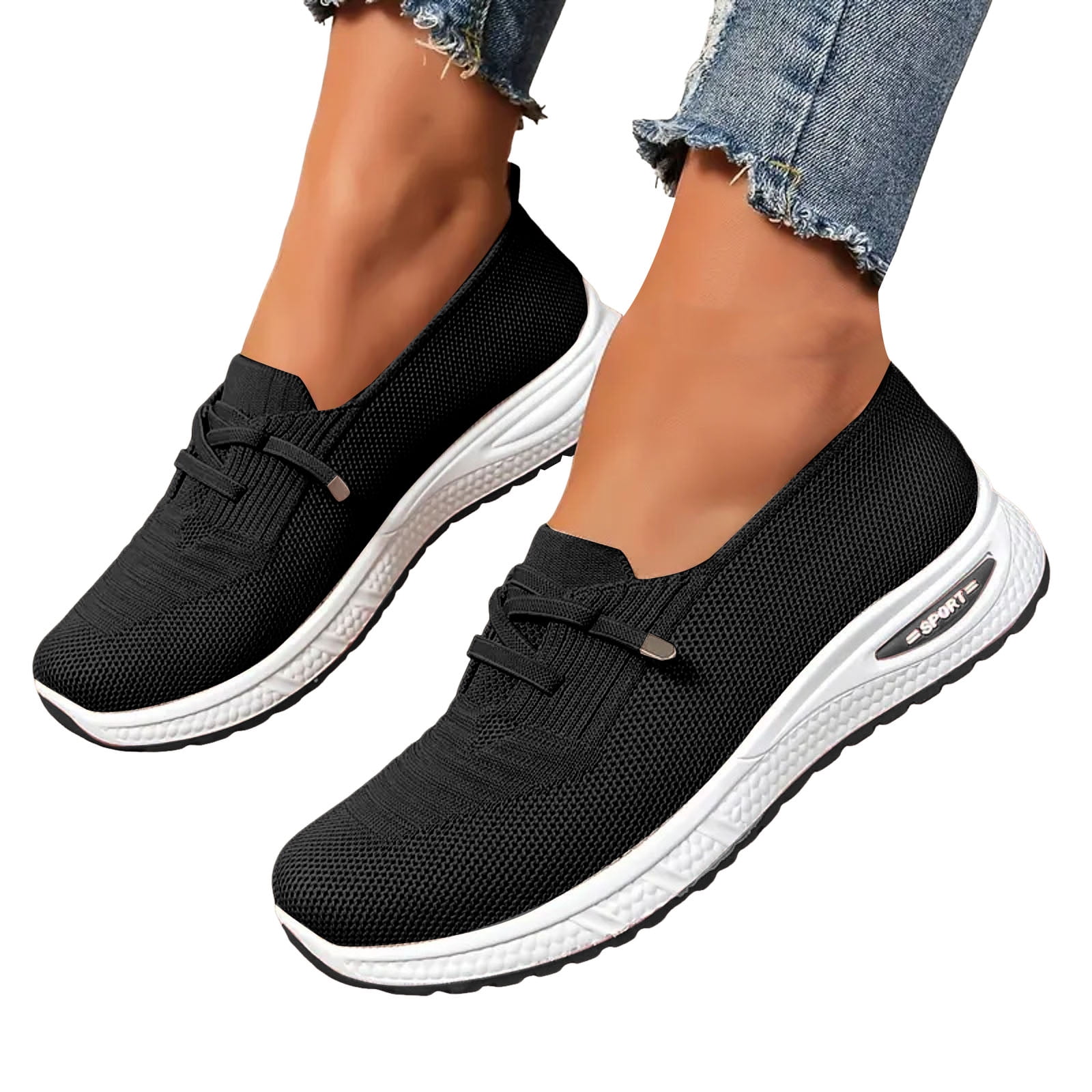 Orthopedic Walking Shoes for Women 2025 Comfortable Woven Lace up Arch Support Non-Slip Slip on ...