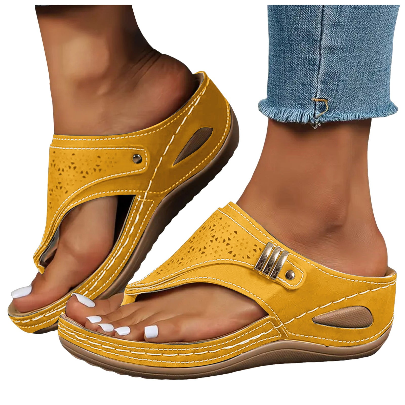 Orthopedic Wedge Flip Flops for Women 2025 Comfortable Beach Casual ...