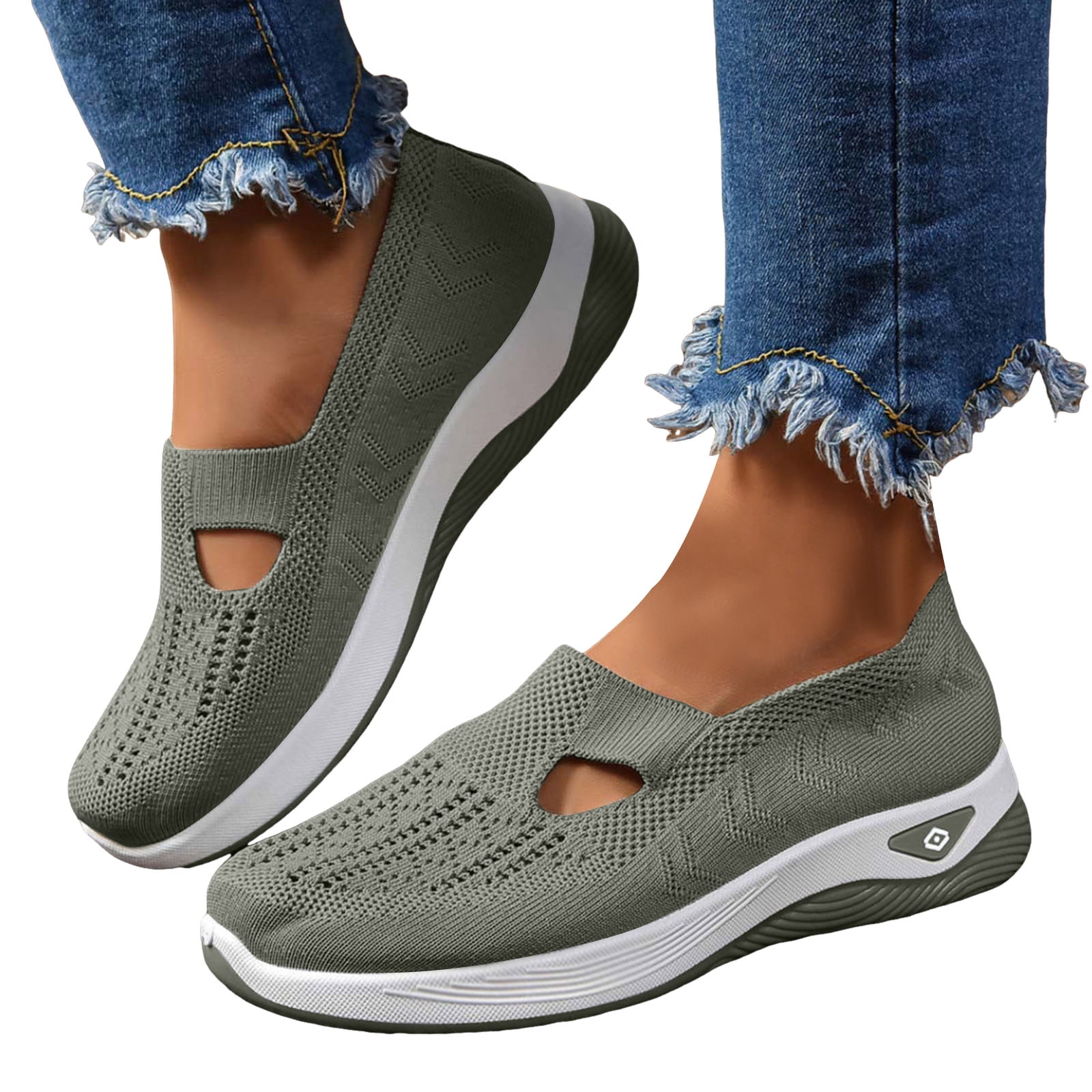 Orthopedic Wedges Slip on Walking Shoes for Women 2025 Comfort Knit ...