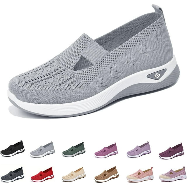 Orthowalkway Womens Shoes, Mesh Design, Breathable and Comfortable, Orthopedic Slip-On ...