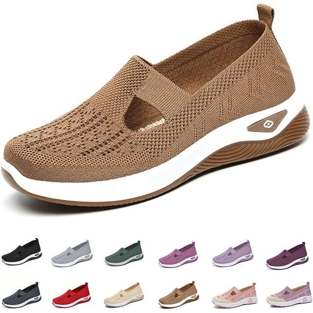 Orthowalkway Womens Shoes, Mesh Design, Breathable and Comfortable, Orthopedic Slip-On ...