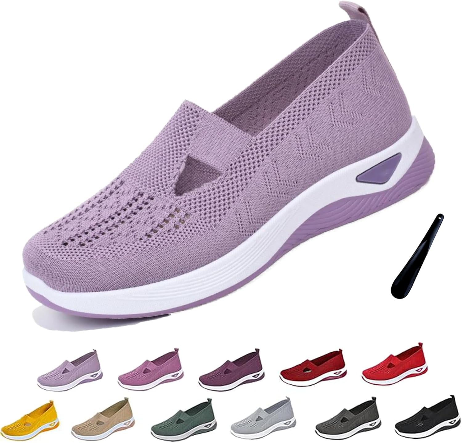 Orthowalkway Womens Shoes, Women's Woven Orthopedic Breathable Soft Shoes Arch Support Slip-On ...