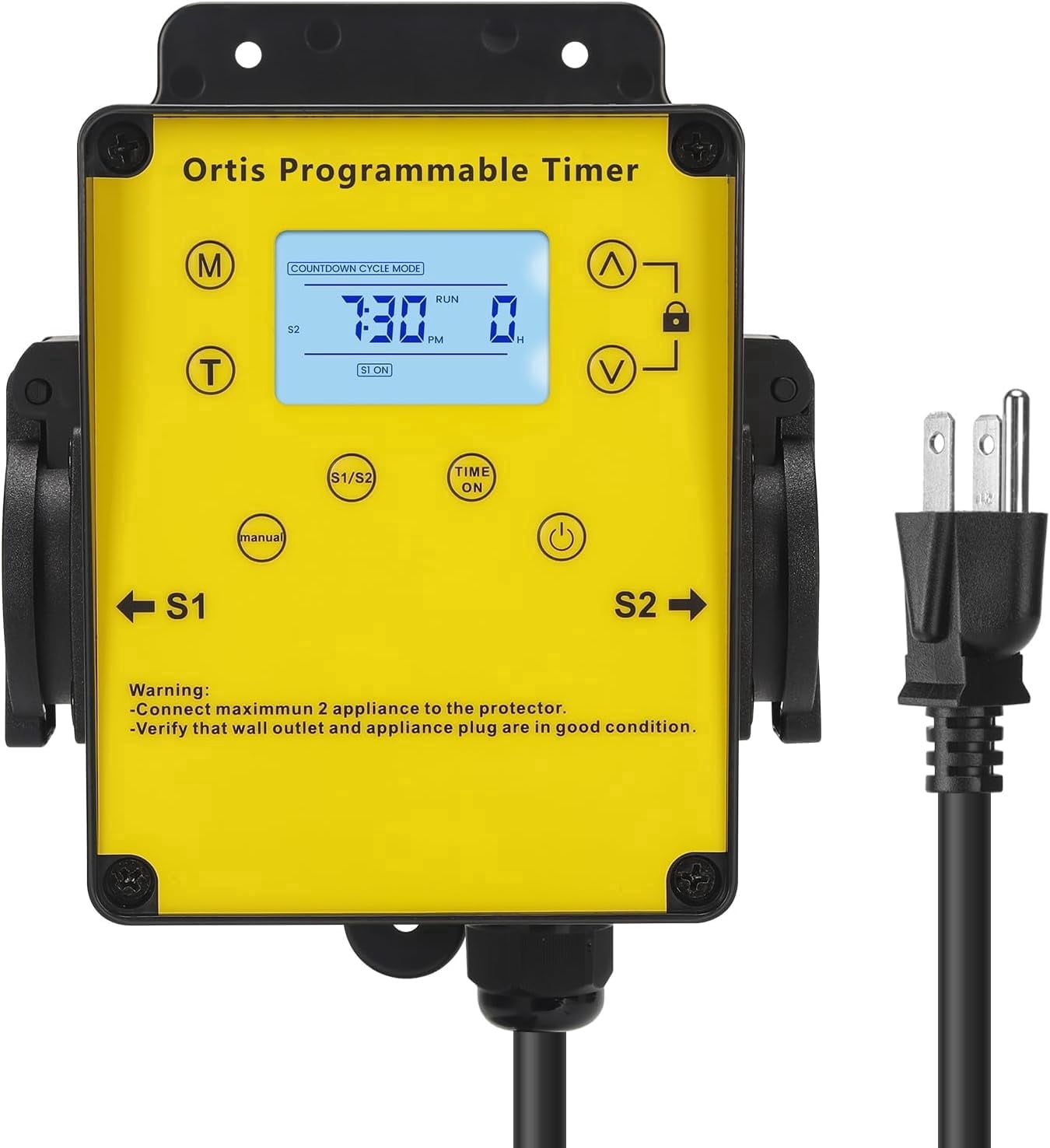 Ortis Above Ground Smart Pool Timer, Dual Waterproof Outlets, Countdown ...
