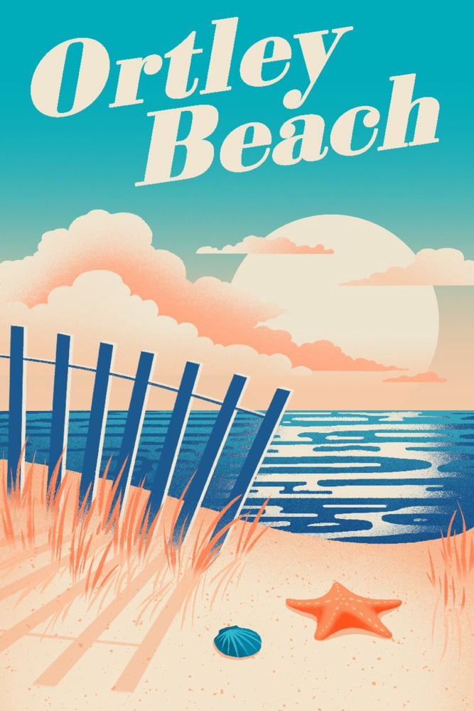 Ortley Beach, New Jersey, Glowing Shore, Beach Scene (24x36 Giclee ...