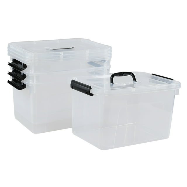 Ortodayes 4 Pack 10 L Clear Plastic Storage Box with Handle, Small ...