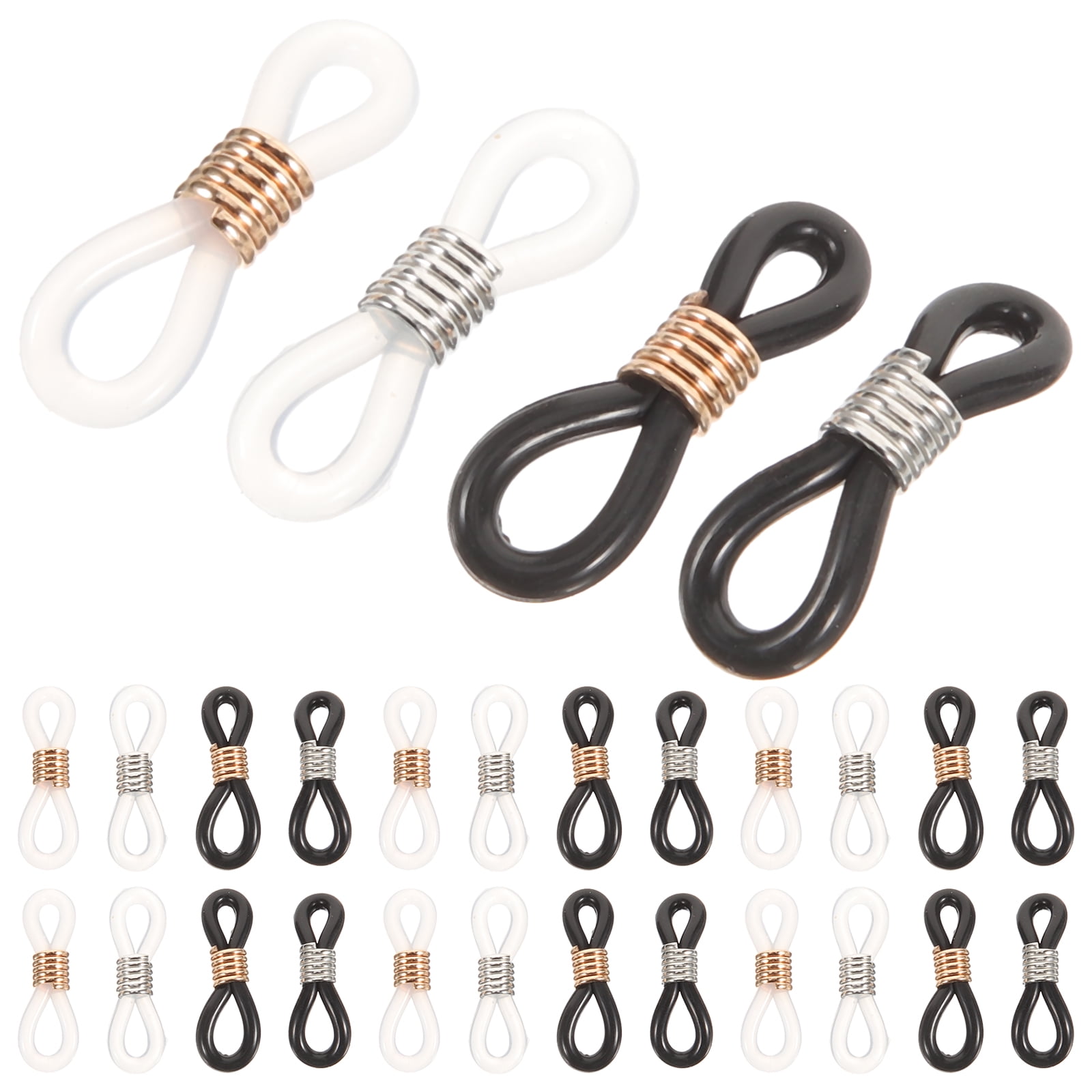 Ortofally 100pcs Eyeglass Chain Ends Adjustable Rubber Ends Connectors ...