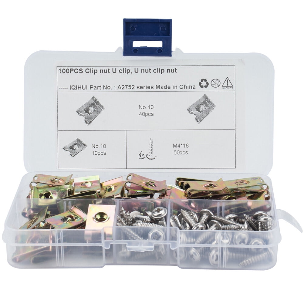 SWETRACE Fastener Clip Screw Nut Manganese Steel 100Pcs Silver ...
