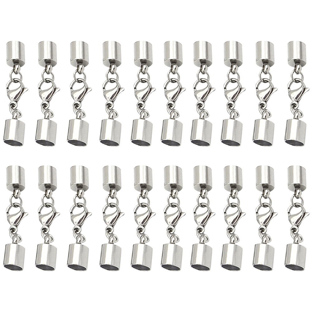 Ortofally 20pcs Stainless Steel Cord End Caps Jewelry Connector Clasp ...