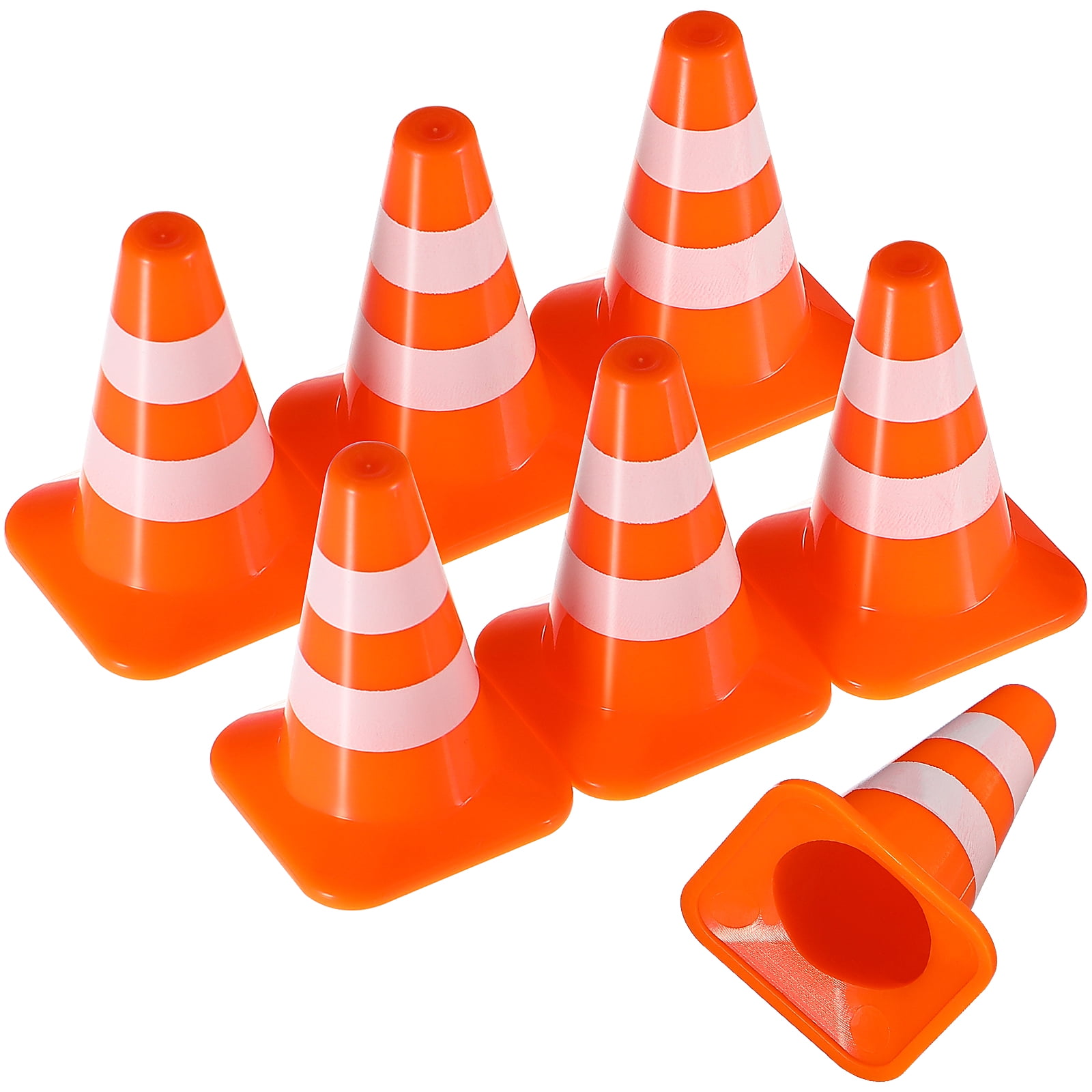 Masteelf 7Pcs Orange ABS Plastic Miniature Traffic Cones for Children ...