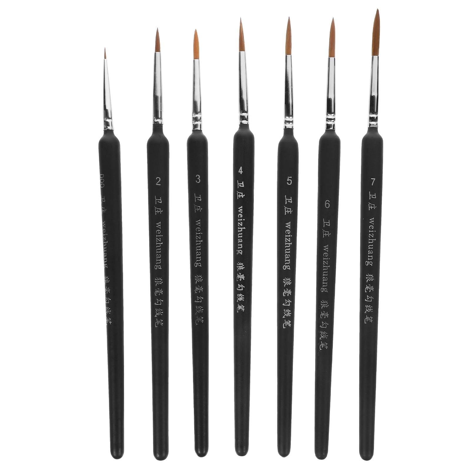 7pcs Wolf Hair Brush Set for Art Painting Miniatures with Acrylic Watercolor Oil Gouache (000 ...