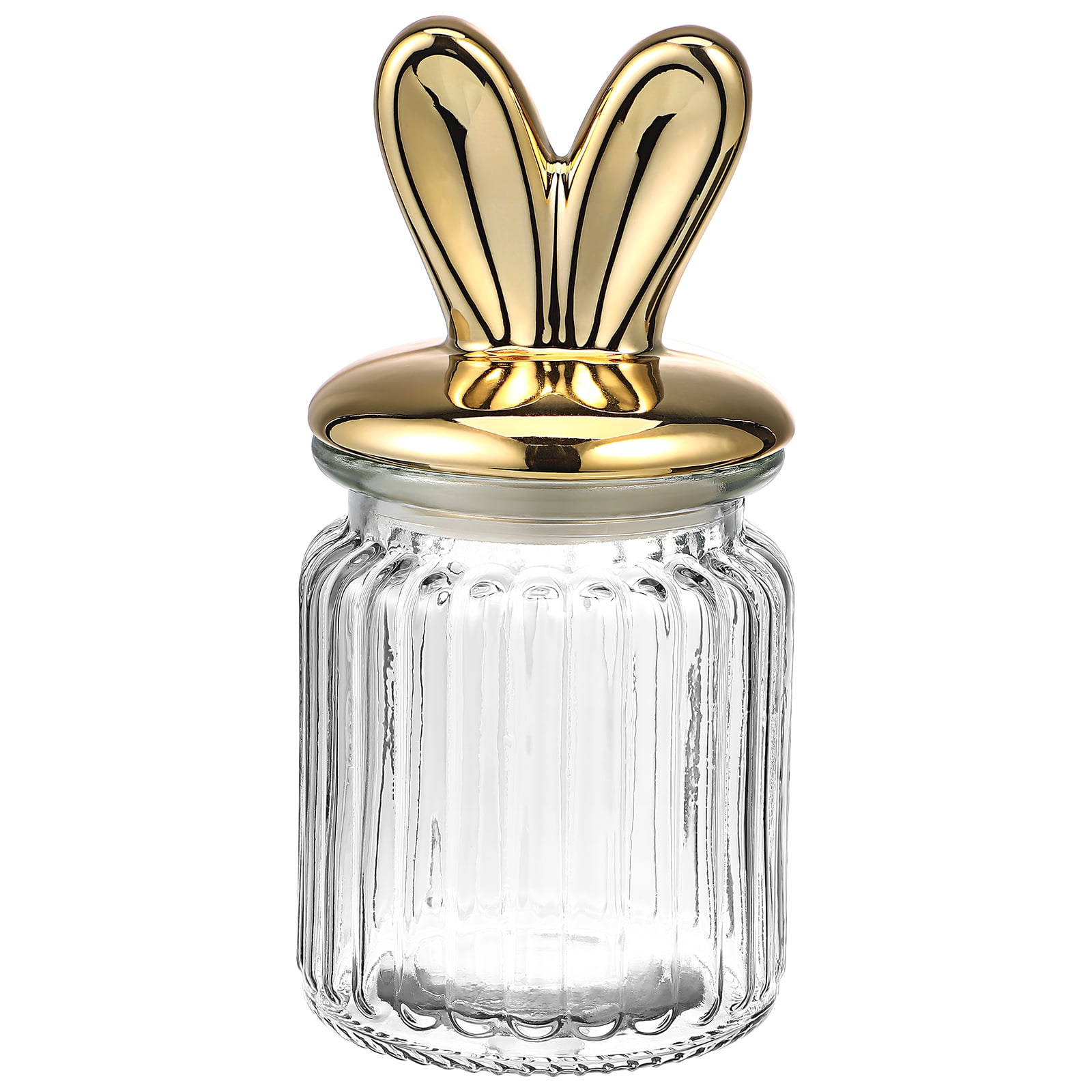 Ortofally Glass Storage Jars with Rabbit Ear Lid Candy Jar Sugar Holder ...