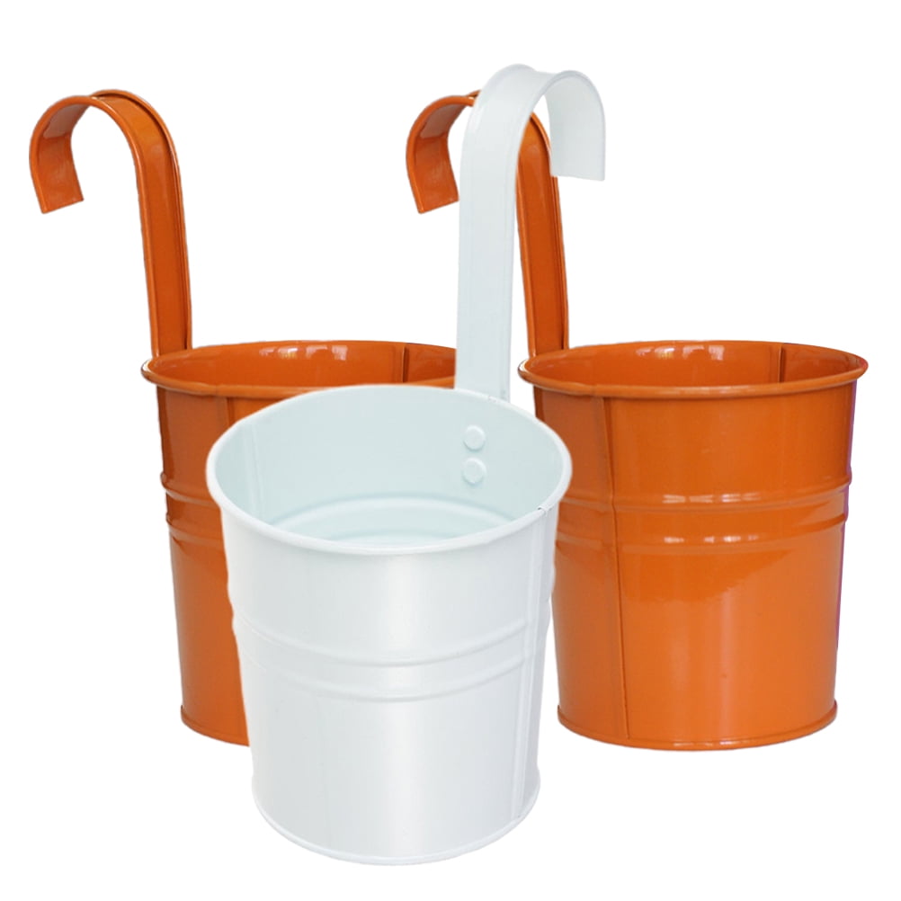 Ortofally Hanging Flower Pots Shabby Chic Metal Bucket Planter Flower ...