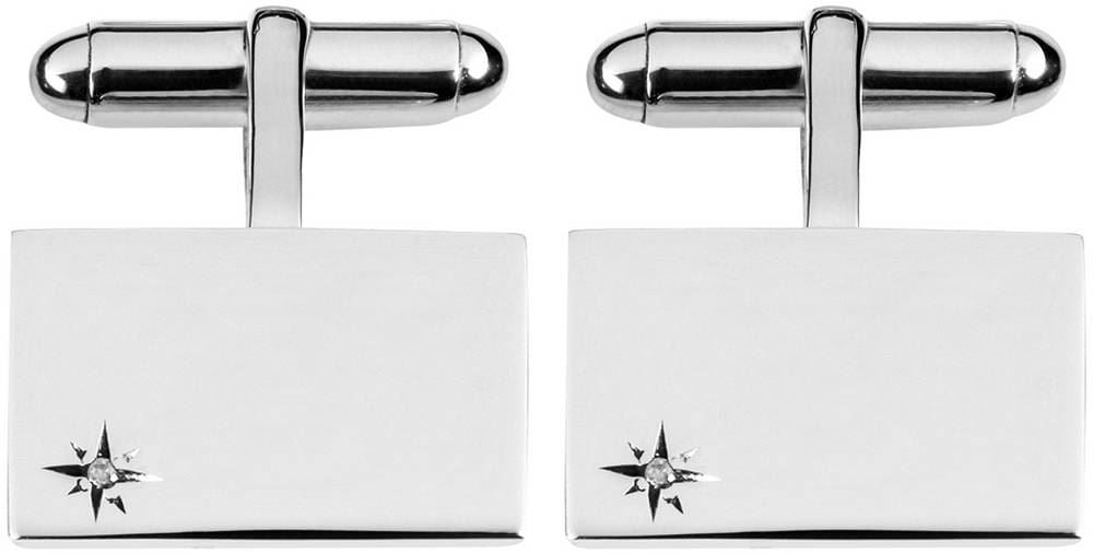 Orton West Sterling Silver Diamond Detail Rectangular Cufflinks ...