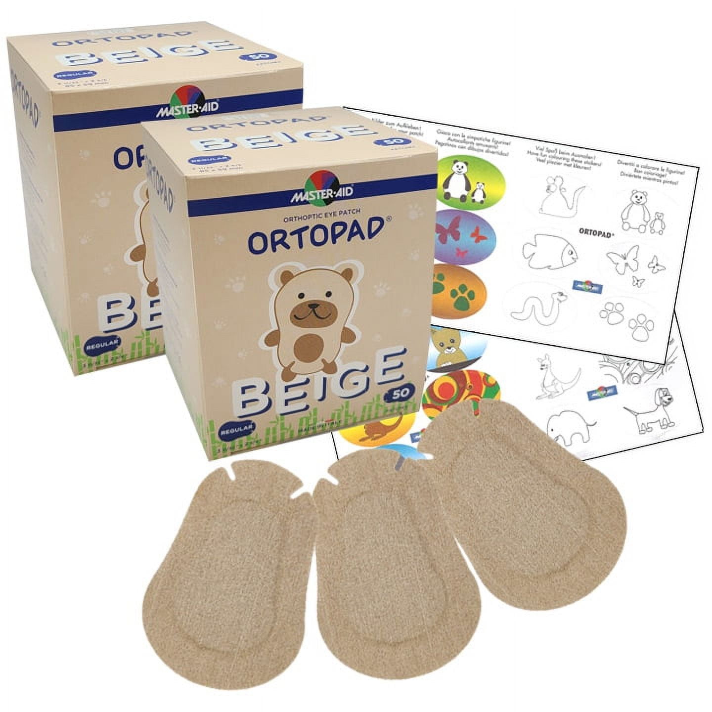 Ortopad Regular Size Bamboo Beige Orthoptic Eye Patches, 2 Boxes (100 ...