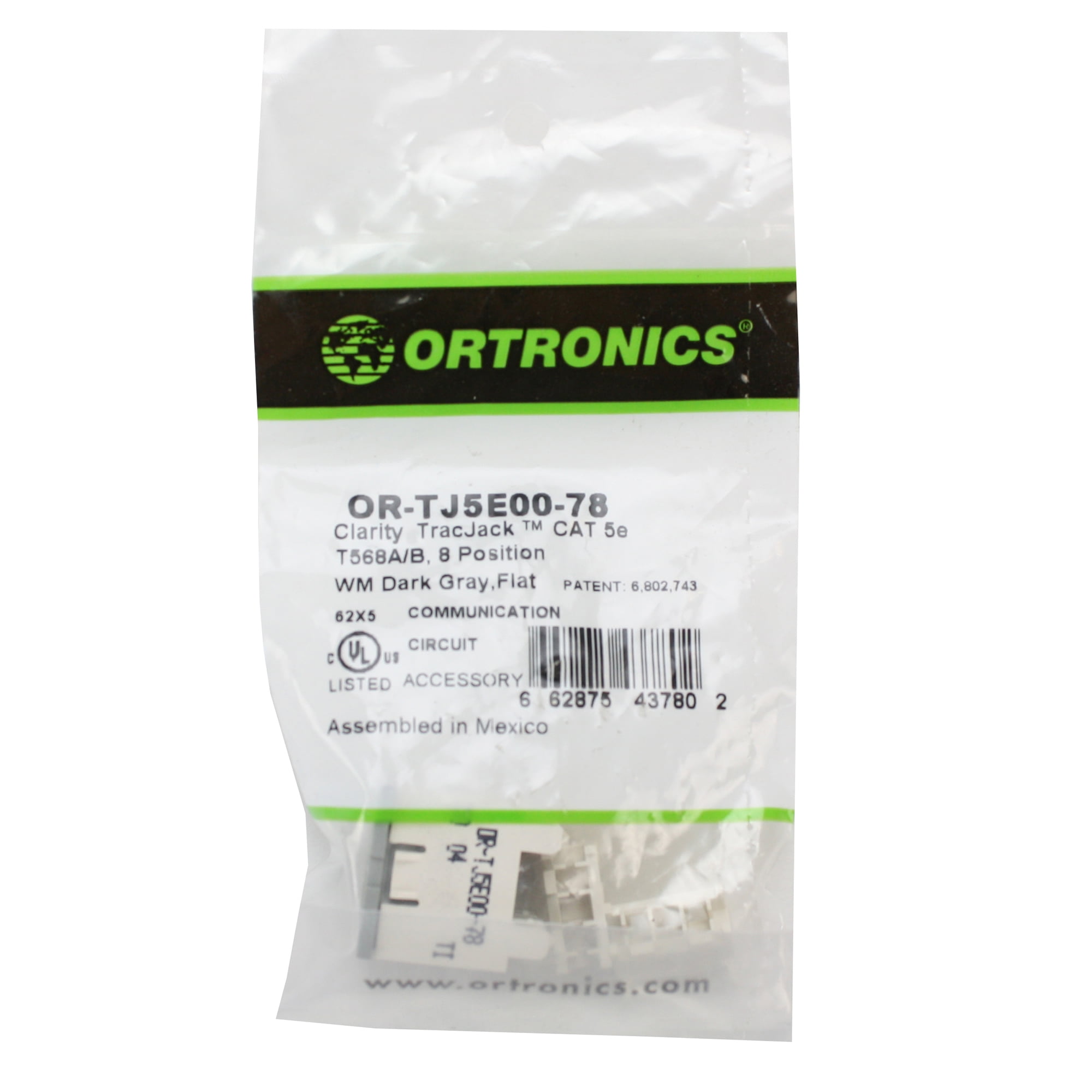 Ortronics OR-TJ5E00-78 Clarity Tracjack Cat 5E 8 Position Wm Dark Gray ...