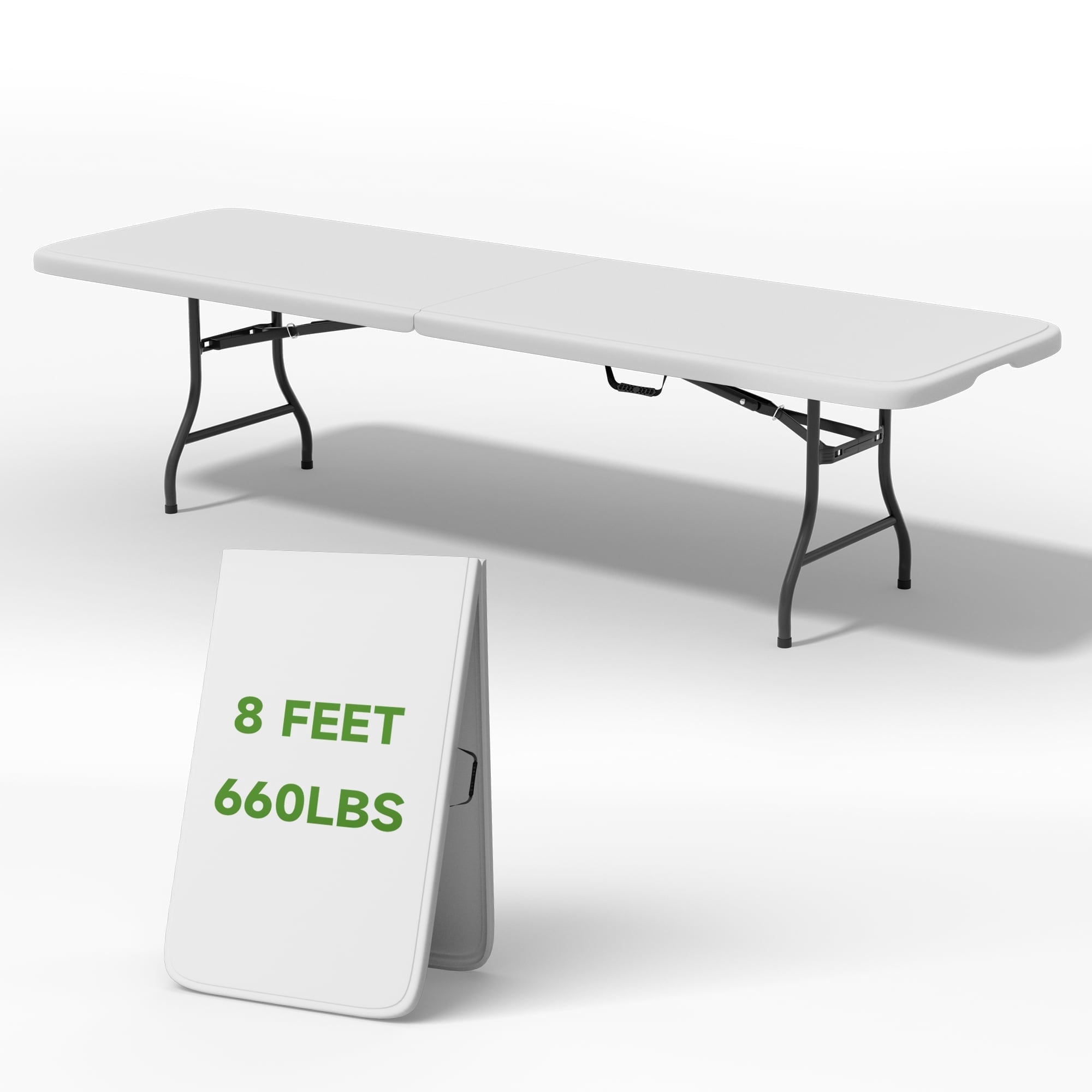 Folding Table 8 Foot - Heavy Duty 660LBS Capacity, Sturdy & Foldable ...