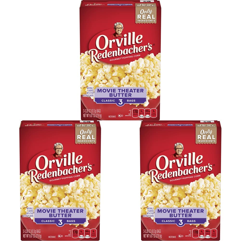 Orville Redenbacher,S Movie Theater Butter Popcorn, Classic Bag, 3 Ct ...