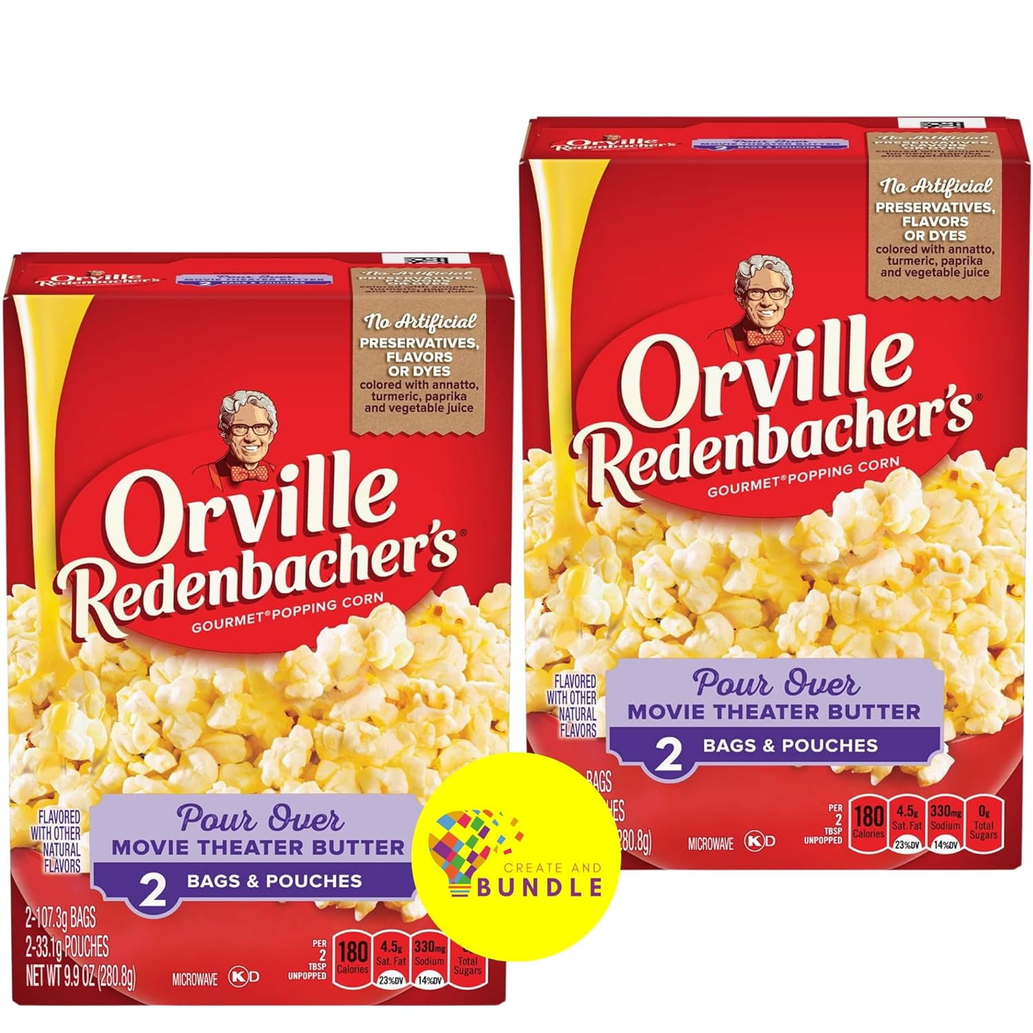 MSPopcorn Pour Over Movie Theater Butter Microwave Popcorn, 2.19 oz, 2 ...
