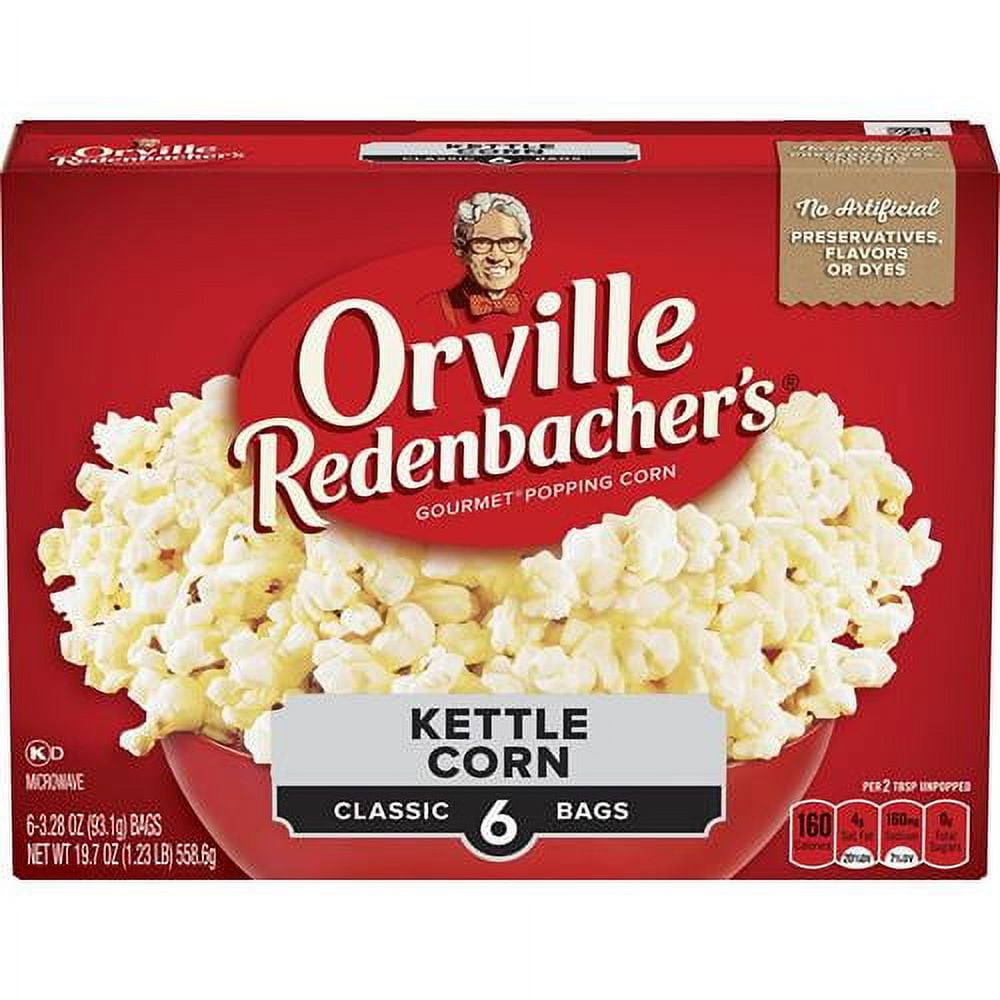 Orville Redenbachers Microwave Popcorn, Kettle Corn, 3.28 Oz., 6-Count ...