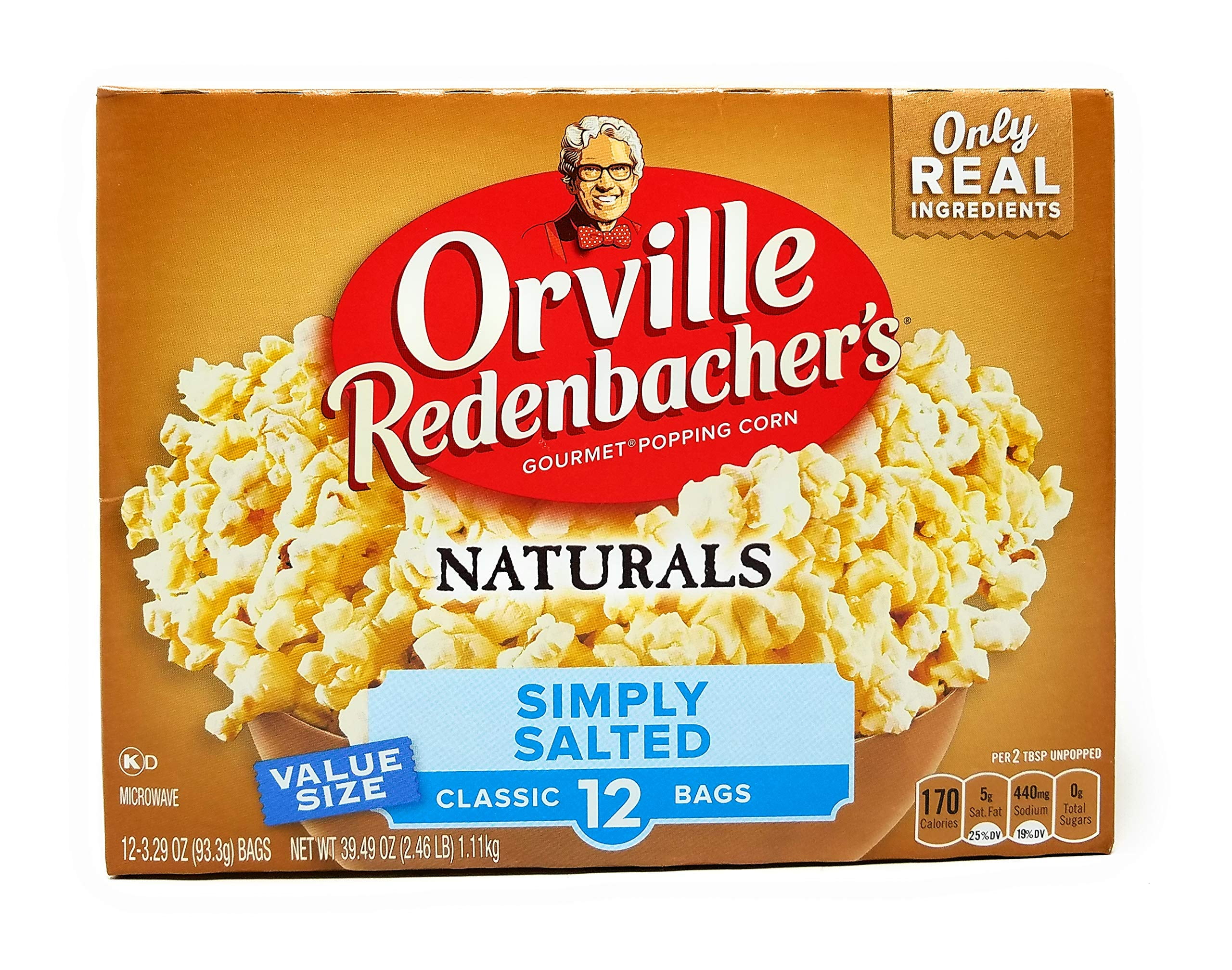 Orville Redenbachers Naturals Simply Salted Popcorn, 3.29 Ounce Classic ...