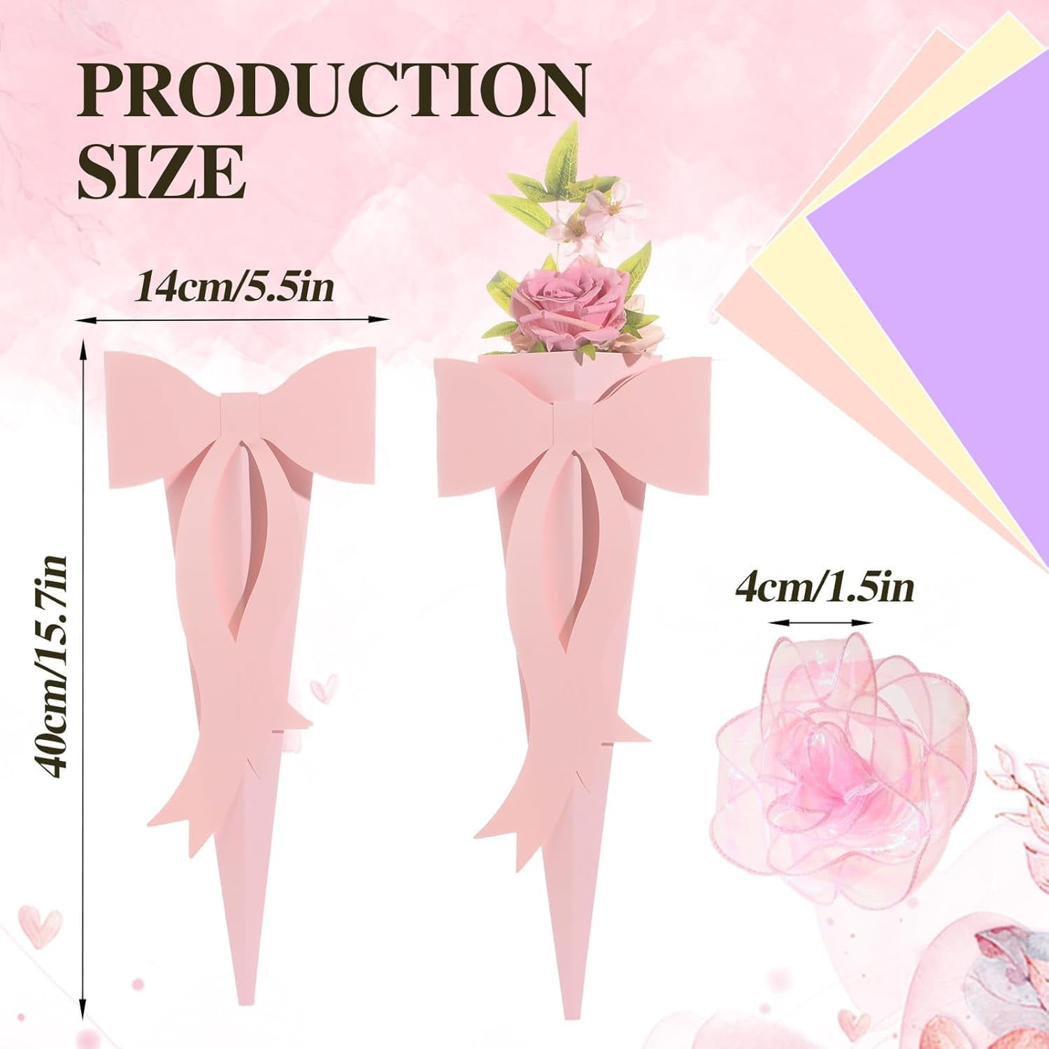 Orvion 5 Pieces Single Flower Sleeve Flower Wrapping Bags for Bouquet ...