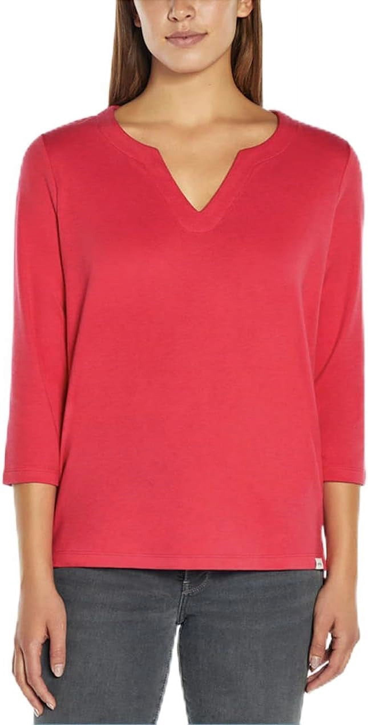 Orvis Ladies' 3/4 Sleeve Pima Cotton Tee/Top with Side Slits (Red ...