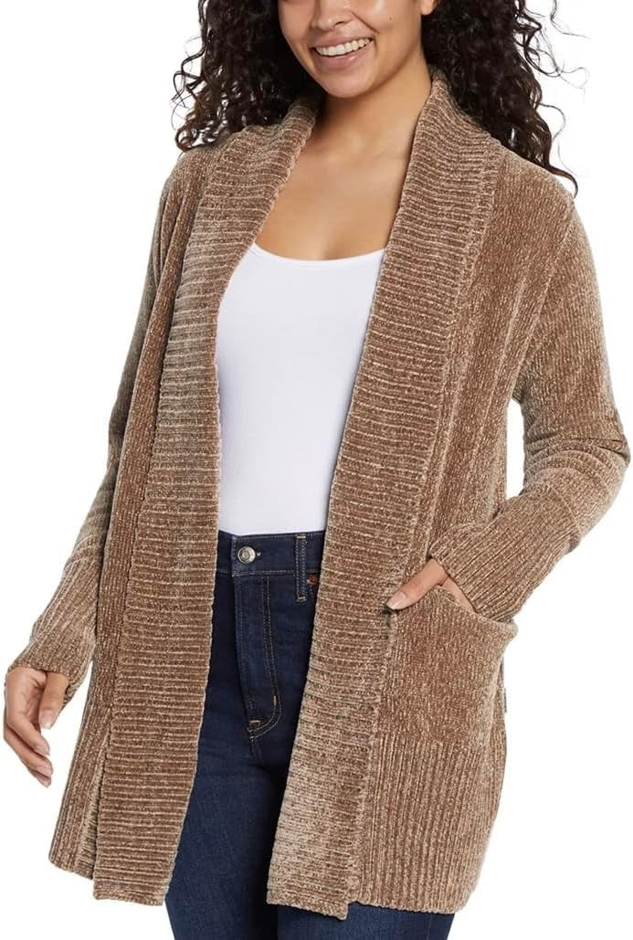 Orvis Womens Cardigan Sweater Chenille Pockets Soft Open-Front ...