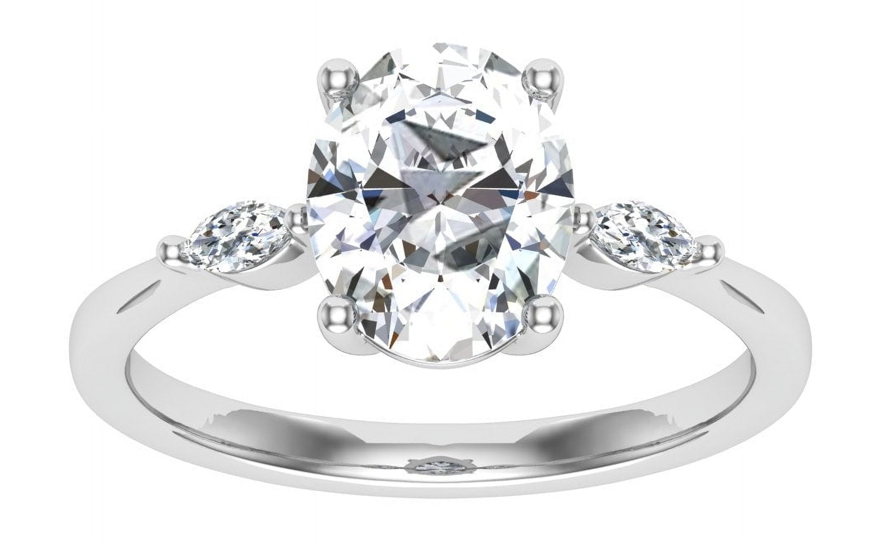 Oryn Jewel 14K White Gold Over 1.9 Ct Lab Created Diamond Ring - Oval Cut 3 Stone Engagement ...