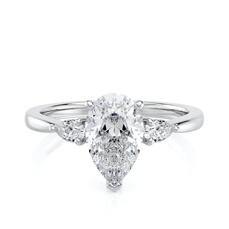 Oryn Jewel Lab Created Simulated Diamond 1.7 Ct Pear Cut Three Stone ...
