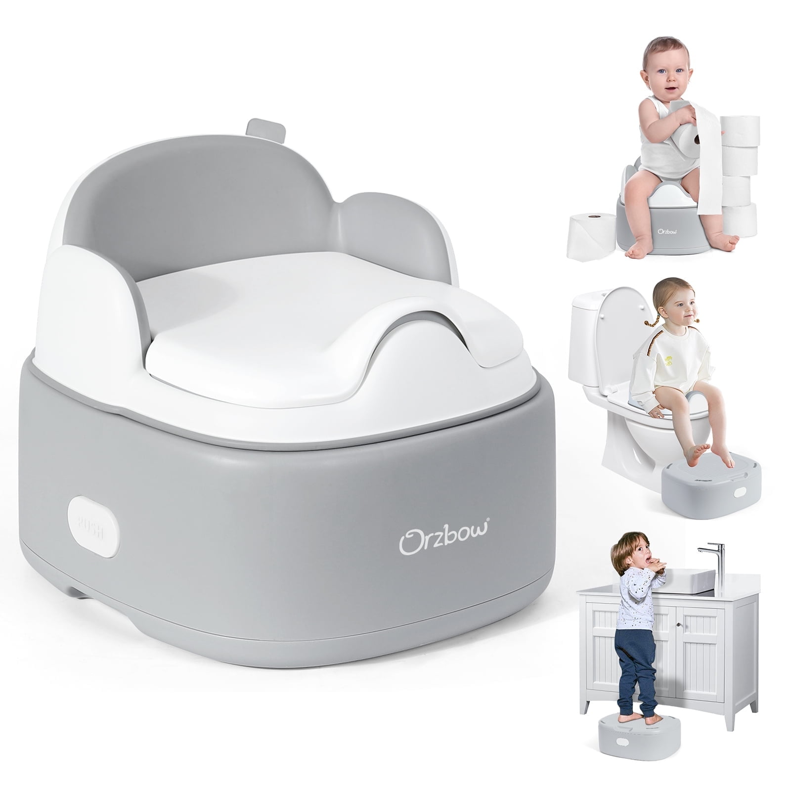 Orzbow 3-in-1 Potty Training Toilet, Detachable Toddler Potty,As Toilet ...