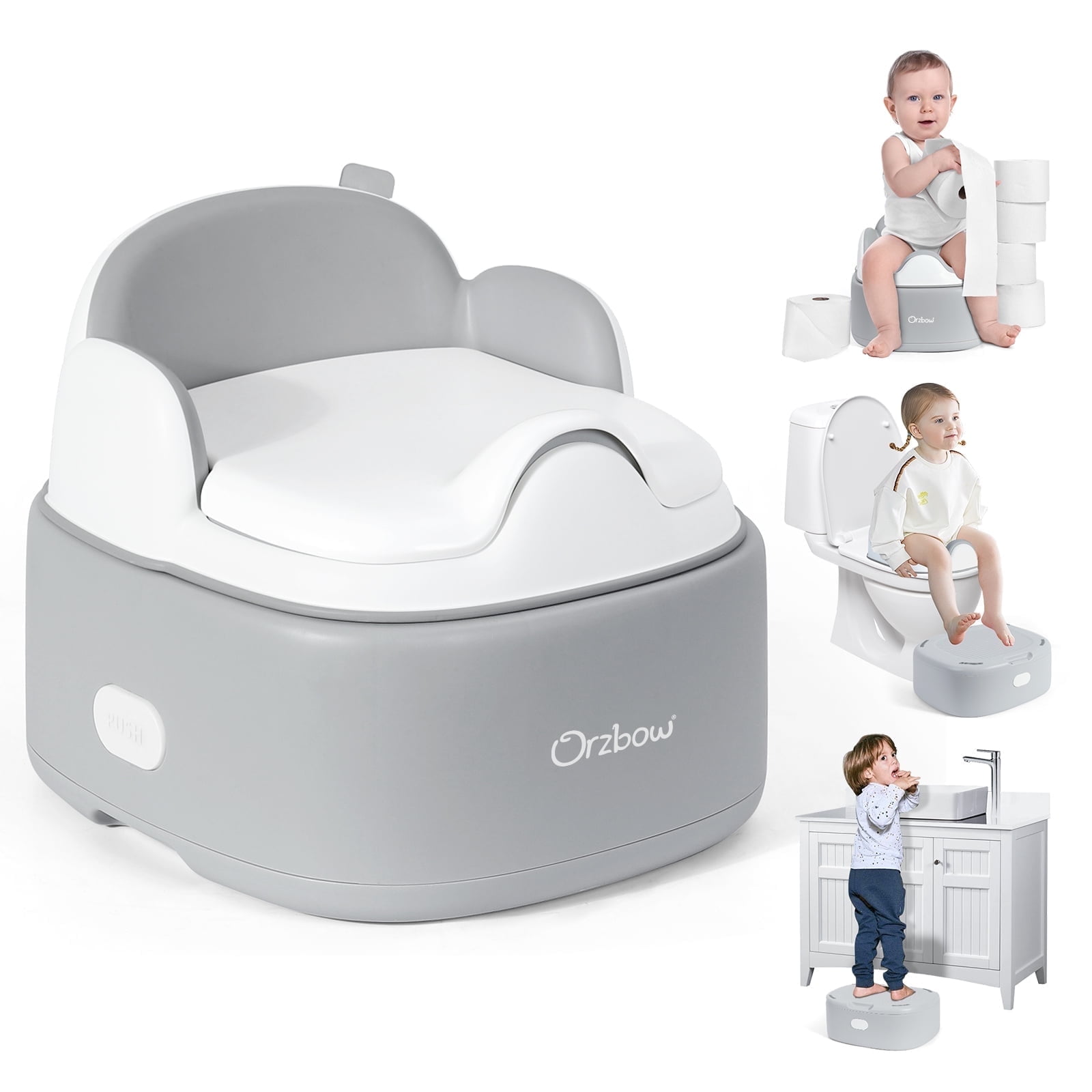 Orzbow 3-in-1 Potty Chair with Detachable Toddler Potty, Toilet Seat ...