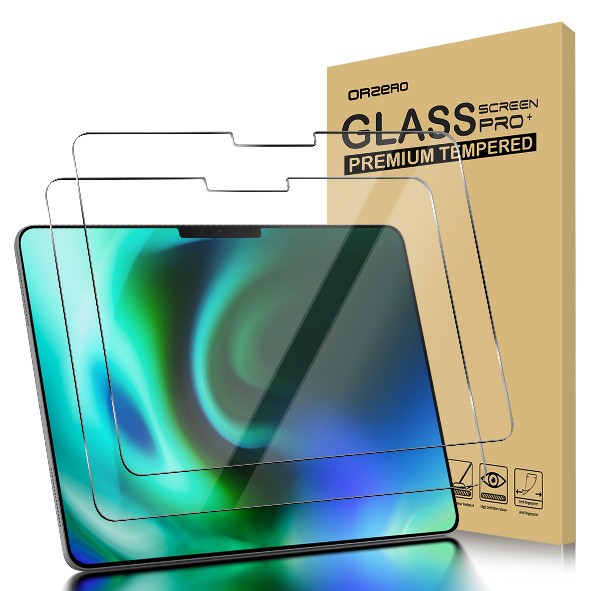 Orzero (2 Pack) Tempered Glass Screen Protector Compatible for iPad Pro ...