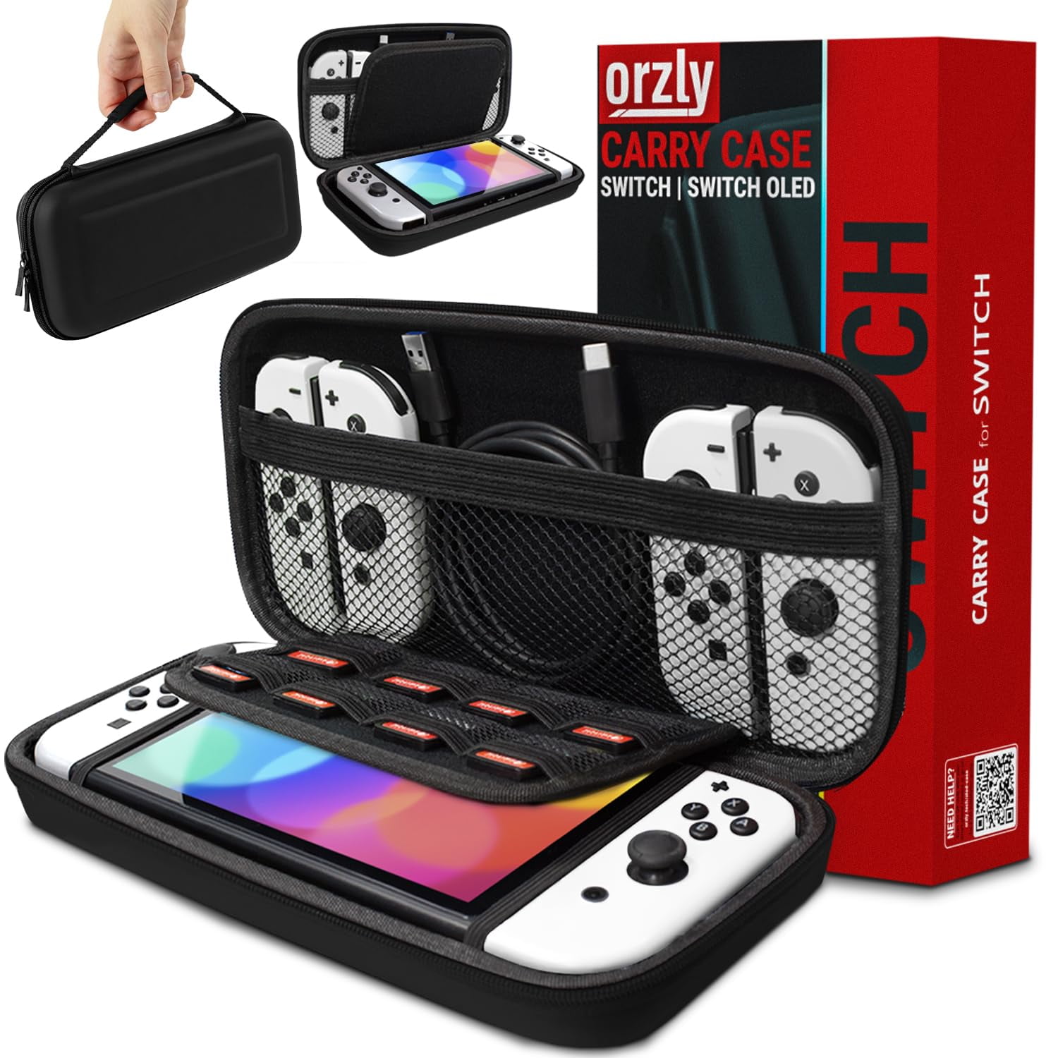 Orzly Carry Case Compatible With Nintendo Switch - BLACK Protective ...