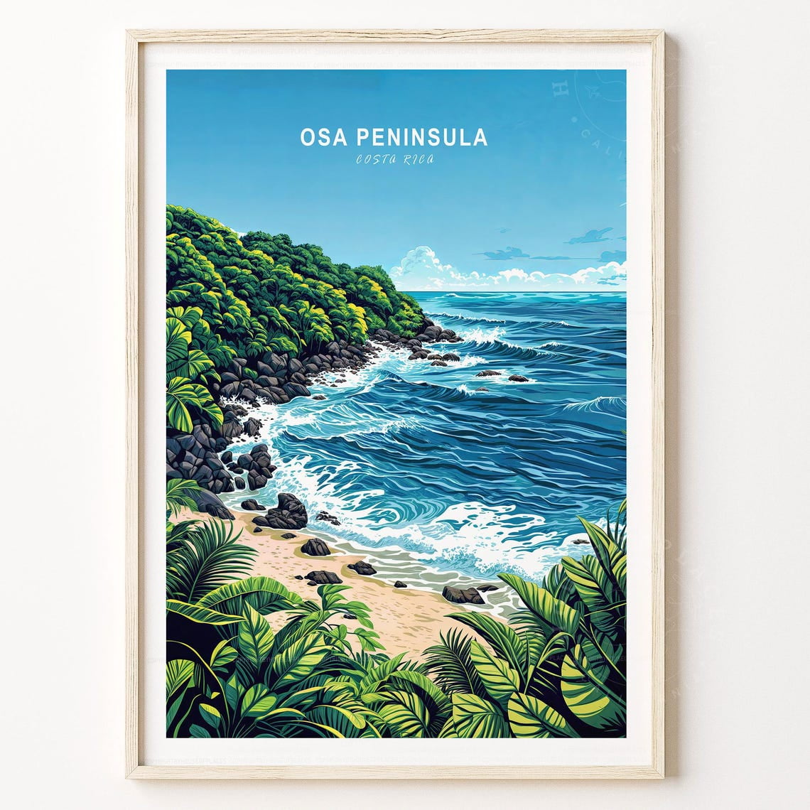 Osa Peninsula Travel Print, Osa Peninsula Cost Rica Travel Poster ...