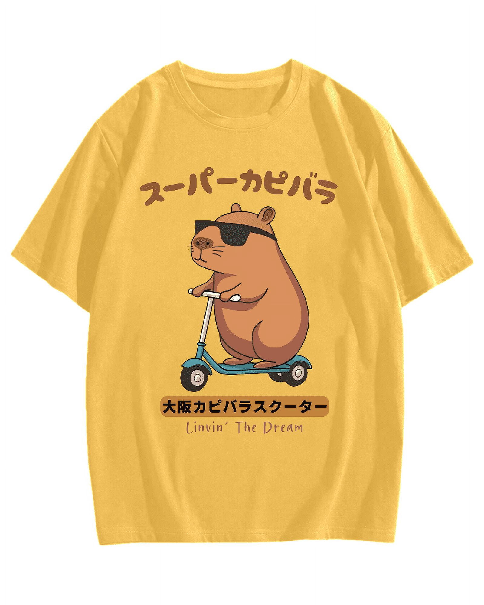 Osaka Capybara Scooter Cotton casual T-shirt - Walmart.com