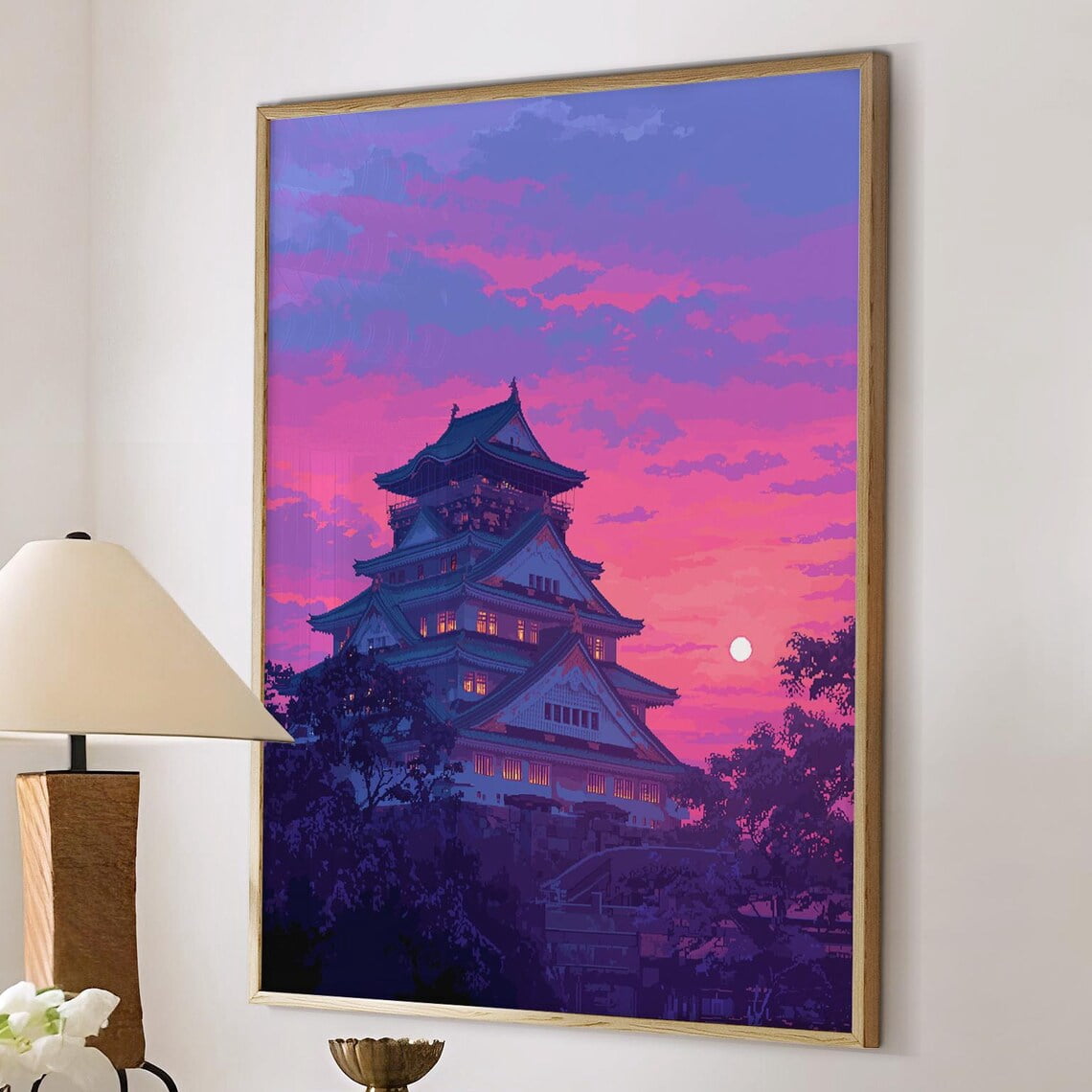 Osaka Castle Japan Historical Landscape Painting Vacation Art Print ...