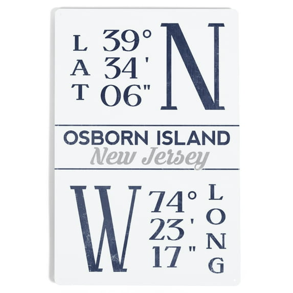 Osborn Island, New Jersey, Latitude and Longitude (12x18 Aluminum Art ...