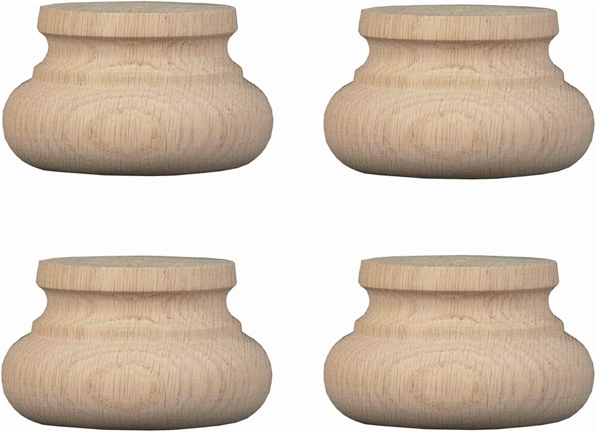 Osborne Squat Round Bun Foot in Red Oak Wood (Set of Four), Replacement ...